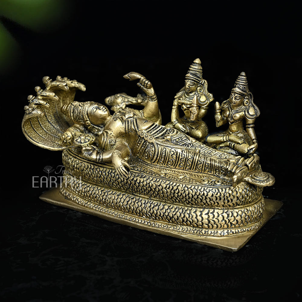Shesh Shayi Vishnu In Brass | Handmade – Truly Earthy