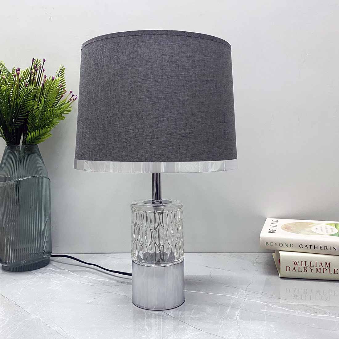 Grey Glass Table Lamp – Truly Earthy